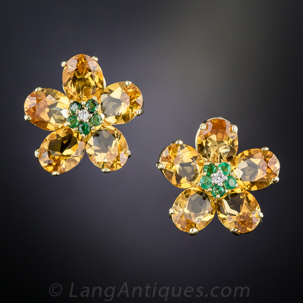Citrine Flower Earrings