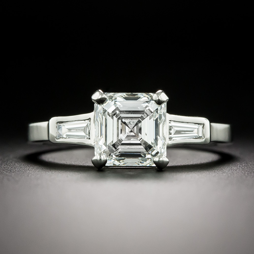 Contemporary 2.01 Carat Square Emerald Cut Diamond Engagement Ring GIA F VS2