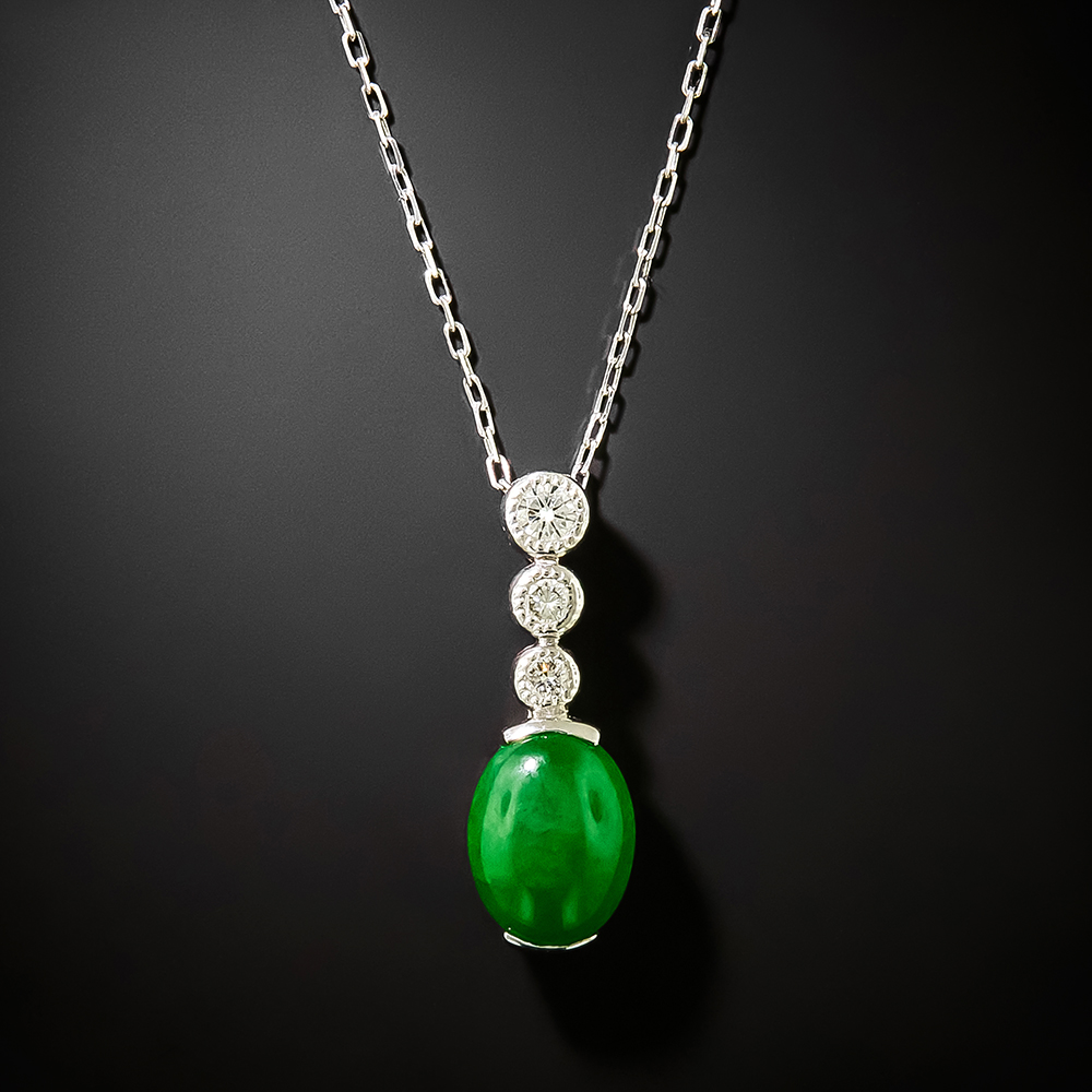 Contemporary Jade And Diamond Pendant