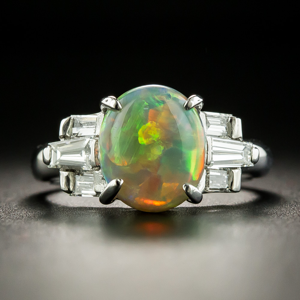 Contemporary Opal And Diamond Ring