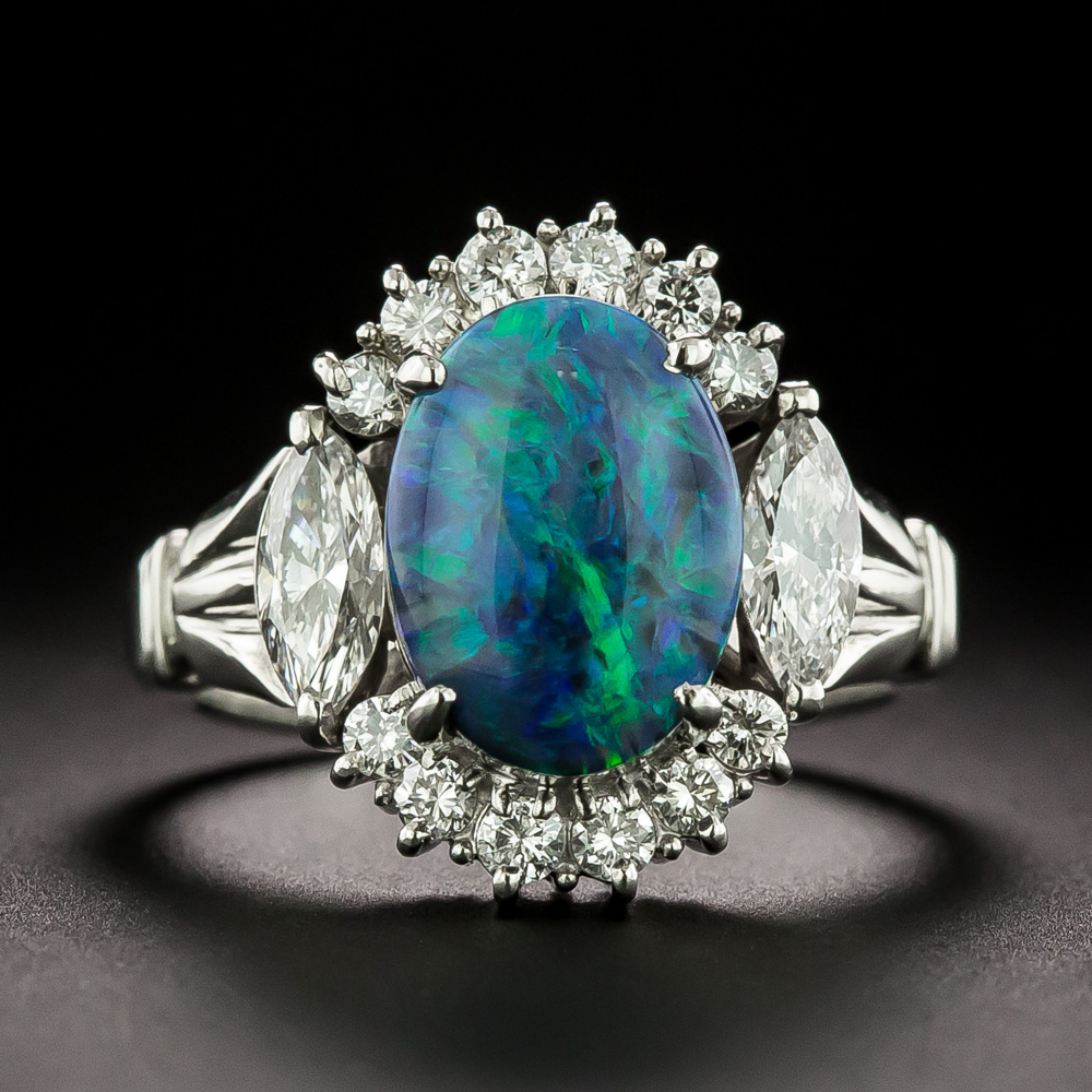 Contemporary Opal and Diamond Ring