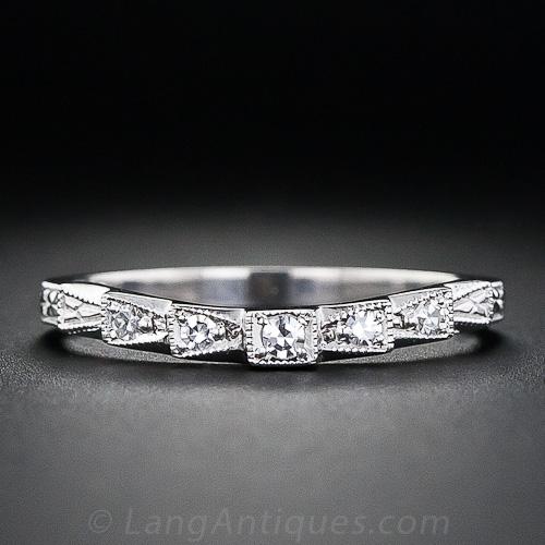 Contoured Platinum Diamond Wedding Band
