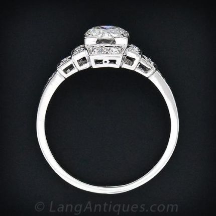.80 Carat Diamond and Platinum Art Deco Engagement Ring
