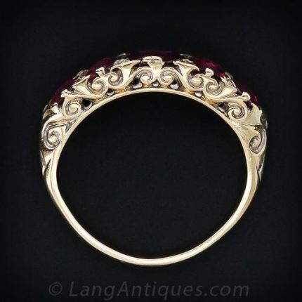 Antique English Ruby and Diamond Band Ring