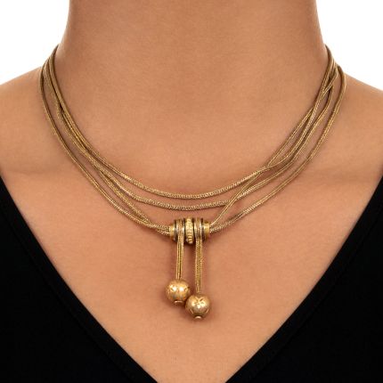 Antique French 18K Multi-Strand Slide Necklace