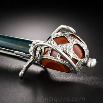 Antique Scottish Bloodstone and Jasper Sword Brooch