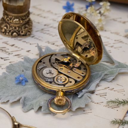 Antique Victorian Enameled Pocket Watch