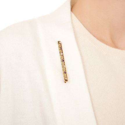 Art Deco Amethyst and Pearl Bar Pin