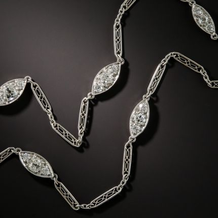 Art Deco Platinum Diamond Filigree Link Chain