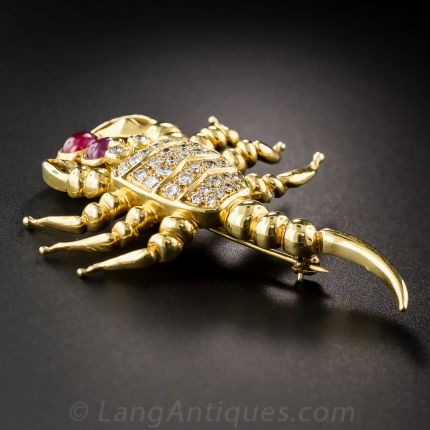 Diamond and Ruby Scorpion Pin