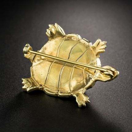Diamond and Turquoise Turtle Brooch