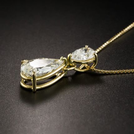 Double Pear Shape Diamond Drop - 2.01 Carat Total - GIA