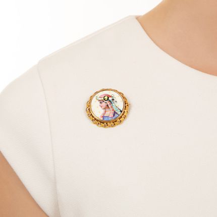 English Victorian Egyptian Revival Enamel Pin