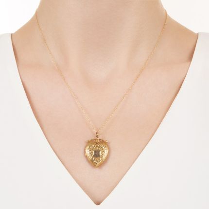 English Victorian Engraved Heart Locket