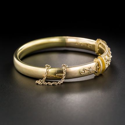 English Victorian Etruscan Revival Bangle Bracelet