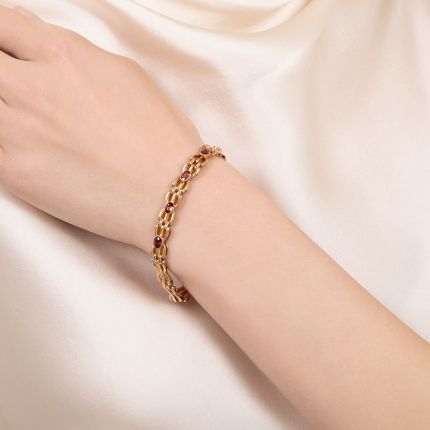 English Victorian Garnet Gate Bracelet