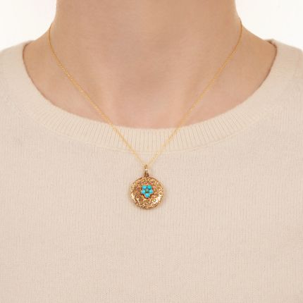 English Victorian Round Turquoise Locket