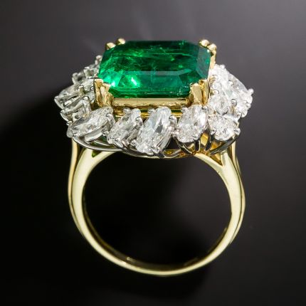 Estate 7.22 Carat Colombian Emerald and Diamond Ring - AGL Minor ...
