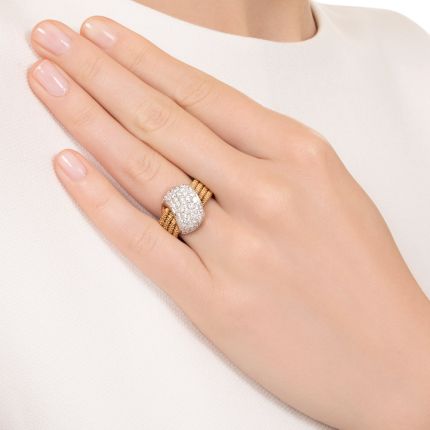 Estate Pavé Diamond Swoop Ring By Harpo's of Italy - Size 6 1/2