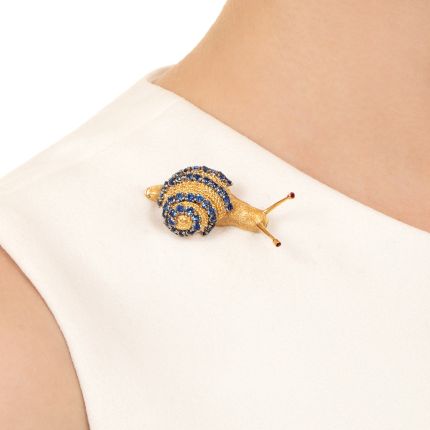 Estate Sapphire Snail Brooch
