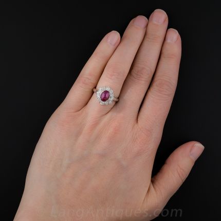 Estate Star Ruby Platinum Diamond Ring