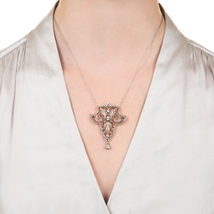 French Belle Époque Diamond Lavaliere Necklace