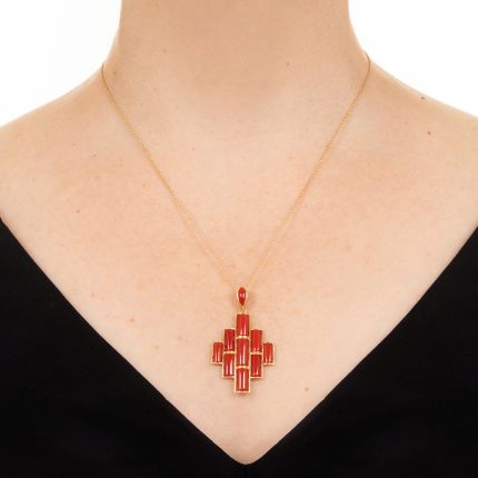 Geometric Coral Necklace