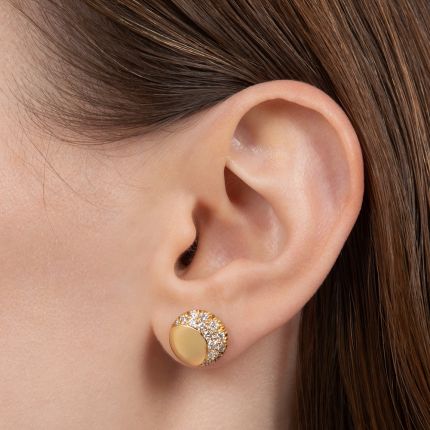 Kurt Wayne Pavé Diamond Crescent Stud Earrings