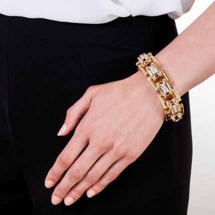 Large 18K Gold and Diamond Bracelet