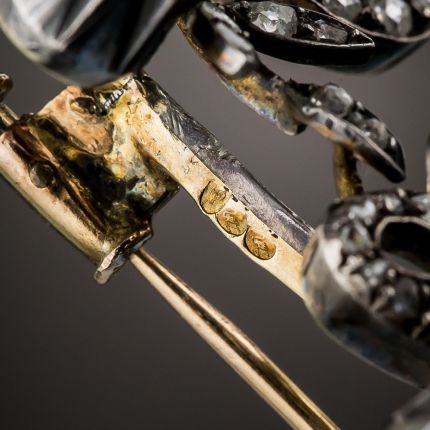 Large Scale Rose-Cut Diamond Brooch - French Import