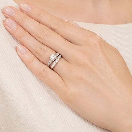 Mid-Century .80 Carat Diamond Engagement Set