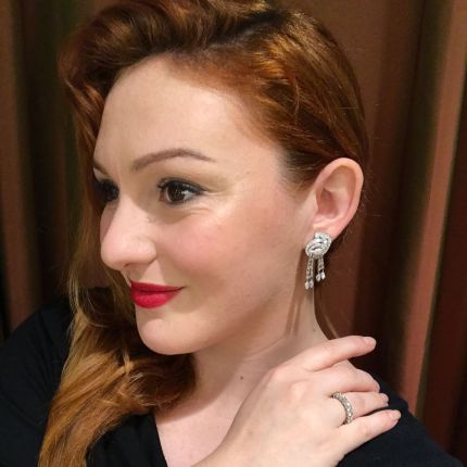 Mid-Century Platinum and Diamond Ear Drops