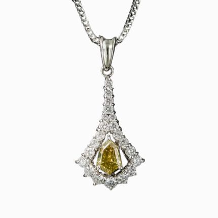 Natural Brownish - Orange Colored Diamond Pendant Necklace