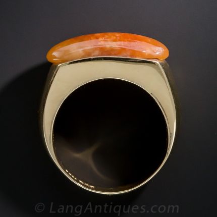 Natural Burmese Orange Jade Saddle Ring
