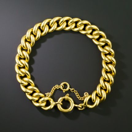Portuguese Solid 19K Gold Curb Link Bracelet