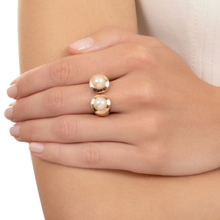Retro Double Pearl Ring