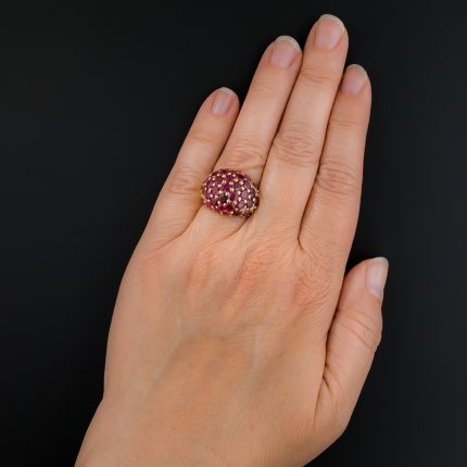 Retro Style Ruby Dome Ring