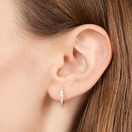 Square-Cut Diamond Huggie Hoop Earrings