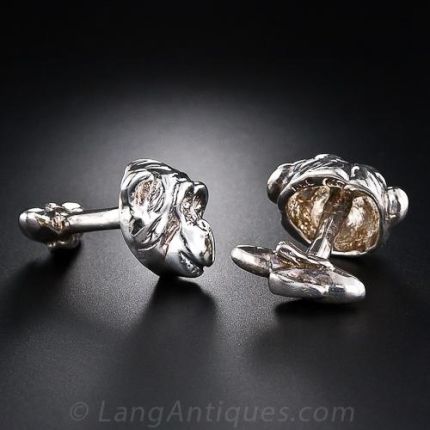 Sterling Silver Monkey Cufflinks