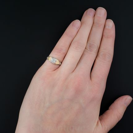 Tri-Color Vintage Diamond Engagement Ring