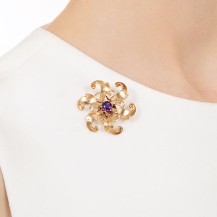 Victorian Amethyst Pinwheel Flower Pendant/Pin