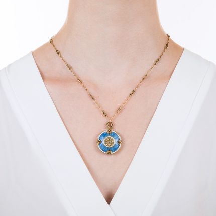 Victorian Blue and White Enamel Locket