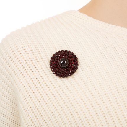 Victorian Bohemian Garnet Cluster Brooch