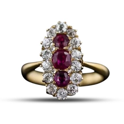 Victorian Burmese Ruby and Diamond Dinner Ring