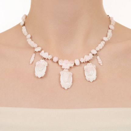 Victorian Carved Shell Cameo Necklace