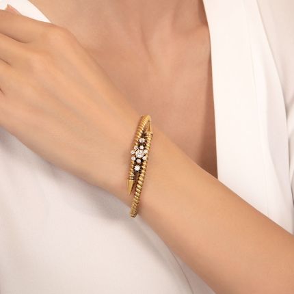 Victorian Diamond Bypass Bangle Bracelet