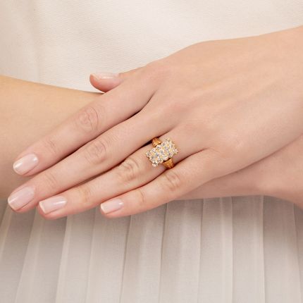 Victorian Diamond Rectangular Cluster Dinner Ring