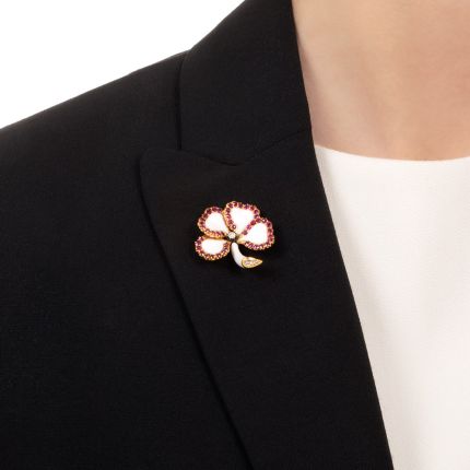 Victorian Enameled Four Leaf Clover with Rubies and Diamonds