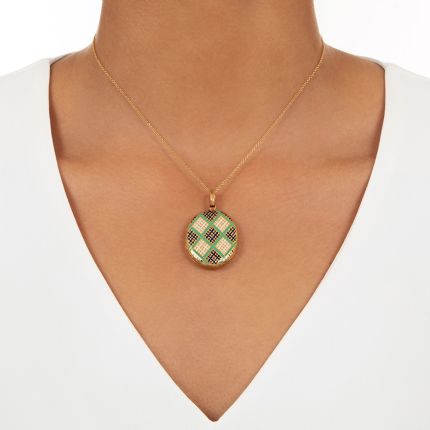 Victorian Gold-Filled Crosshatch Enamel Locket