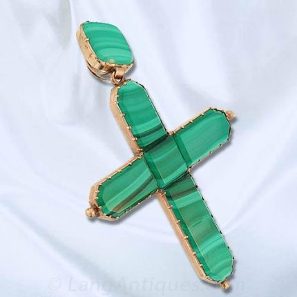 Victorian Malachite Cross Pendant